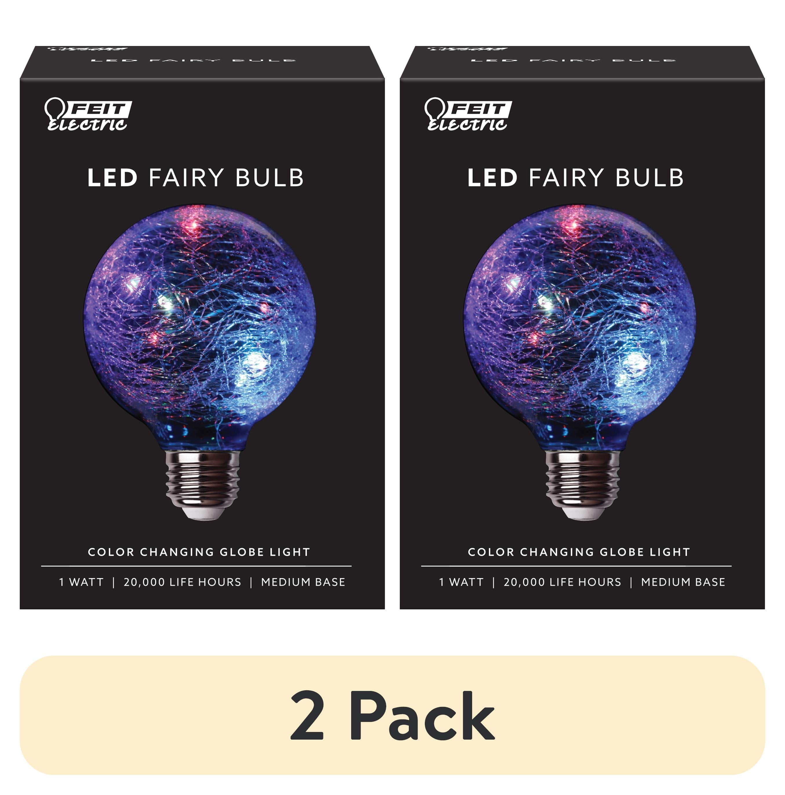 (2 pack) Feit Electric Fairy LED 1 Watt RGB Crackle Glass Light Bulb ...