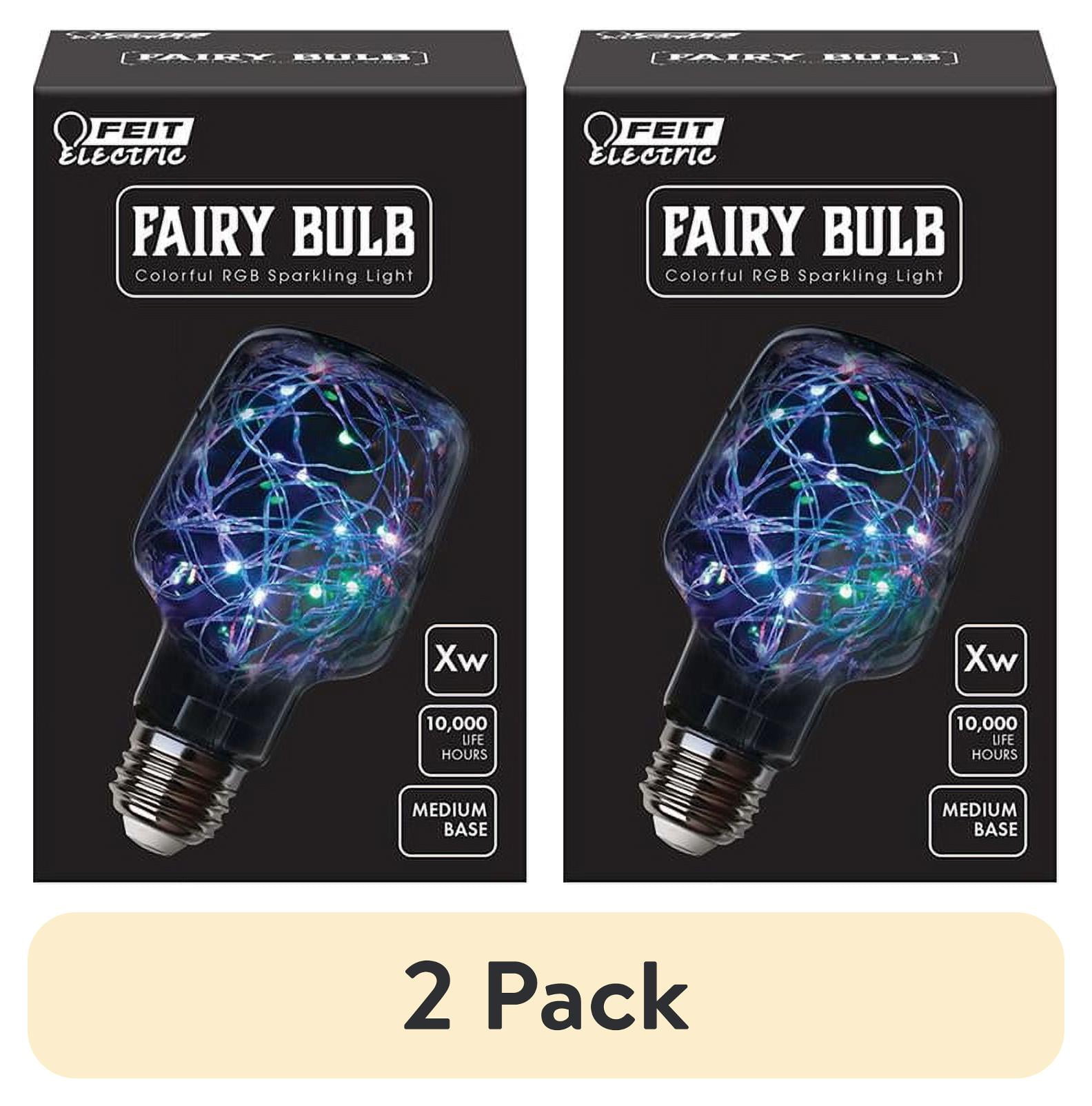(2 pack) Feit Electric Fairy LED 1 Watts RGB Light Bulb, Mini Cylinder ...