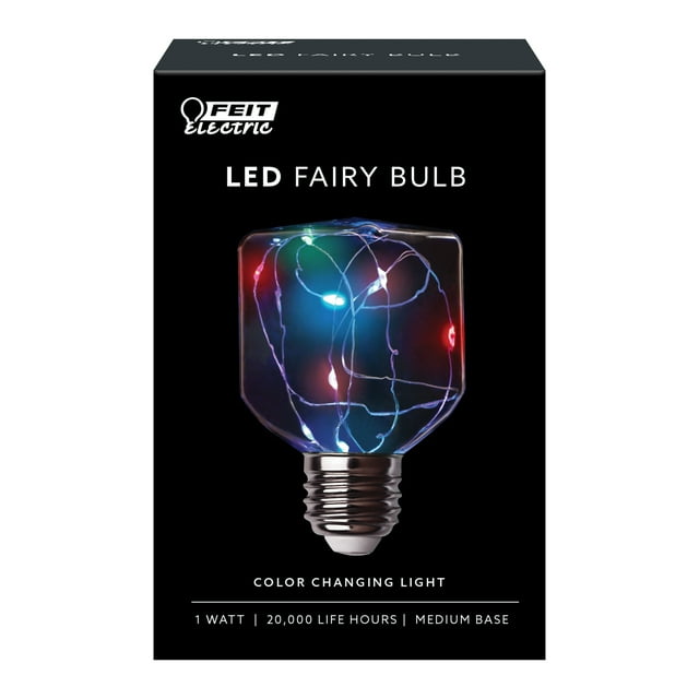 Feit Electric Fairy LED 1 Watts RGB Light Bulb, Square Shape, Medium ...