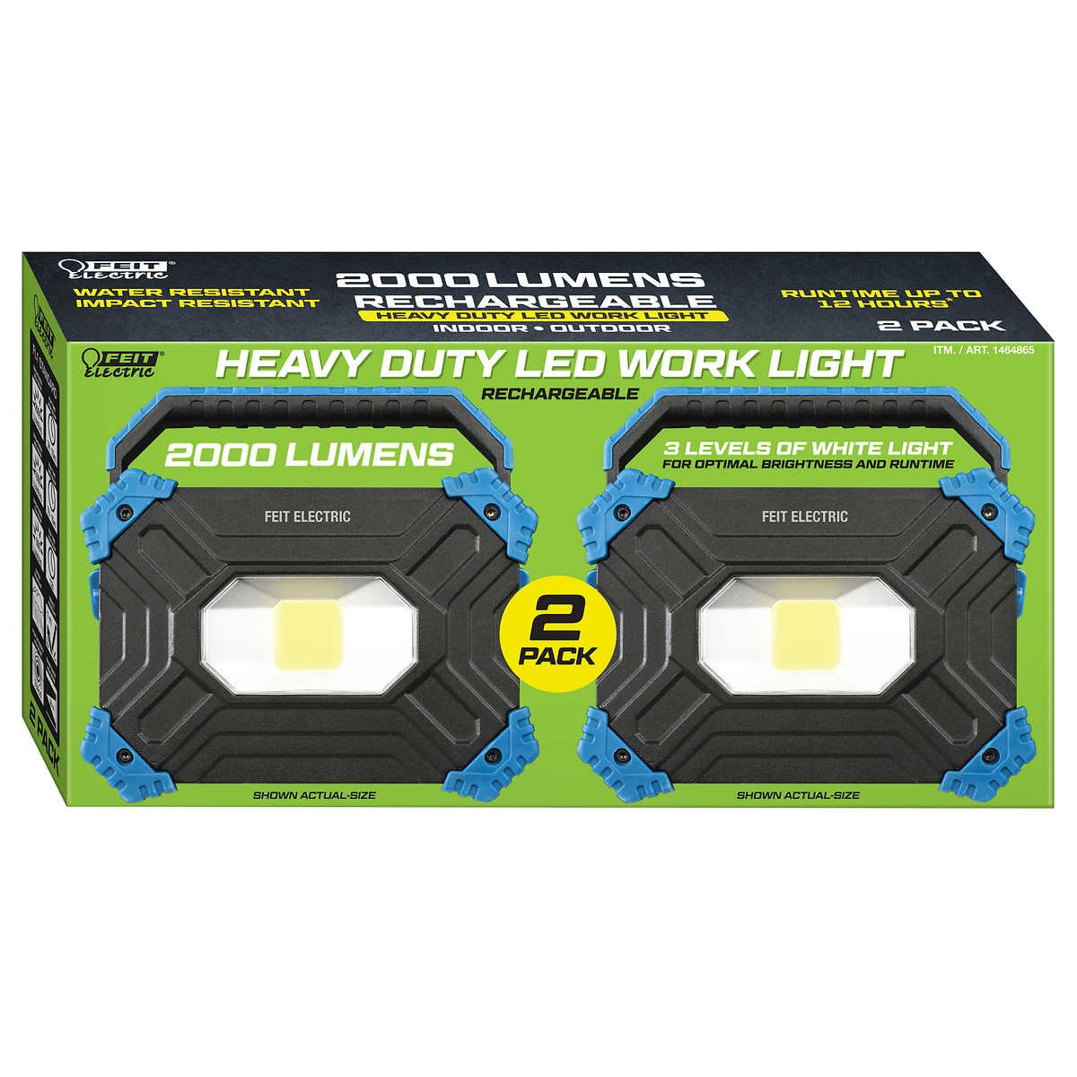 FEIT ELECTRIC Heavy Duty LED Work Light, 2000 Lumens, Rechargeable ...