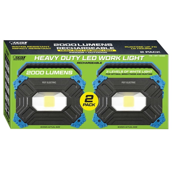 FEIT ELECTRIC Heavy Duty LED Work Light, 2000 Lumens, Rechargeable ...
