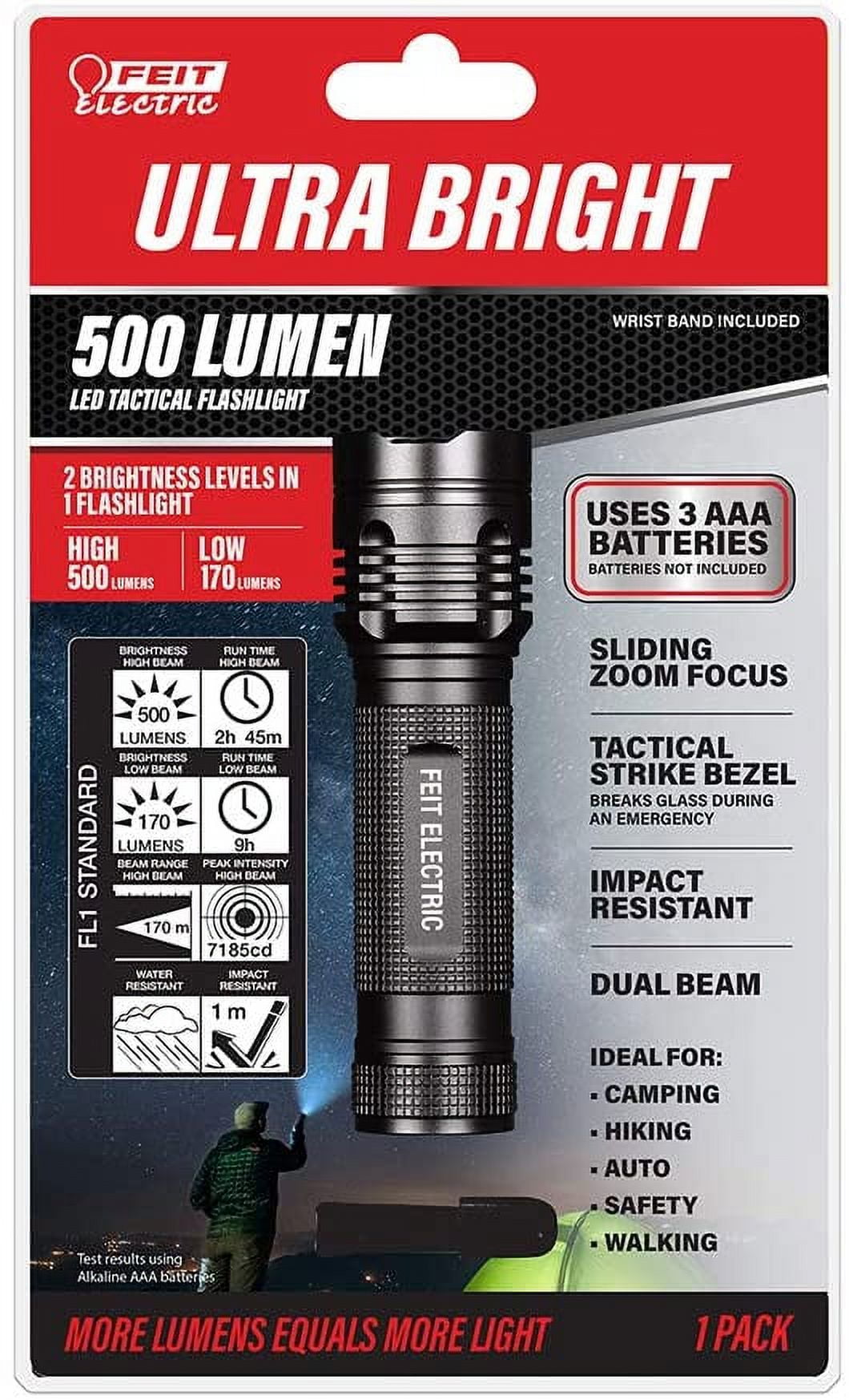 Feit Electric LED Tactical Flashlight - Aluminum Alloy - Zoomable ...