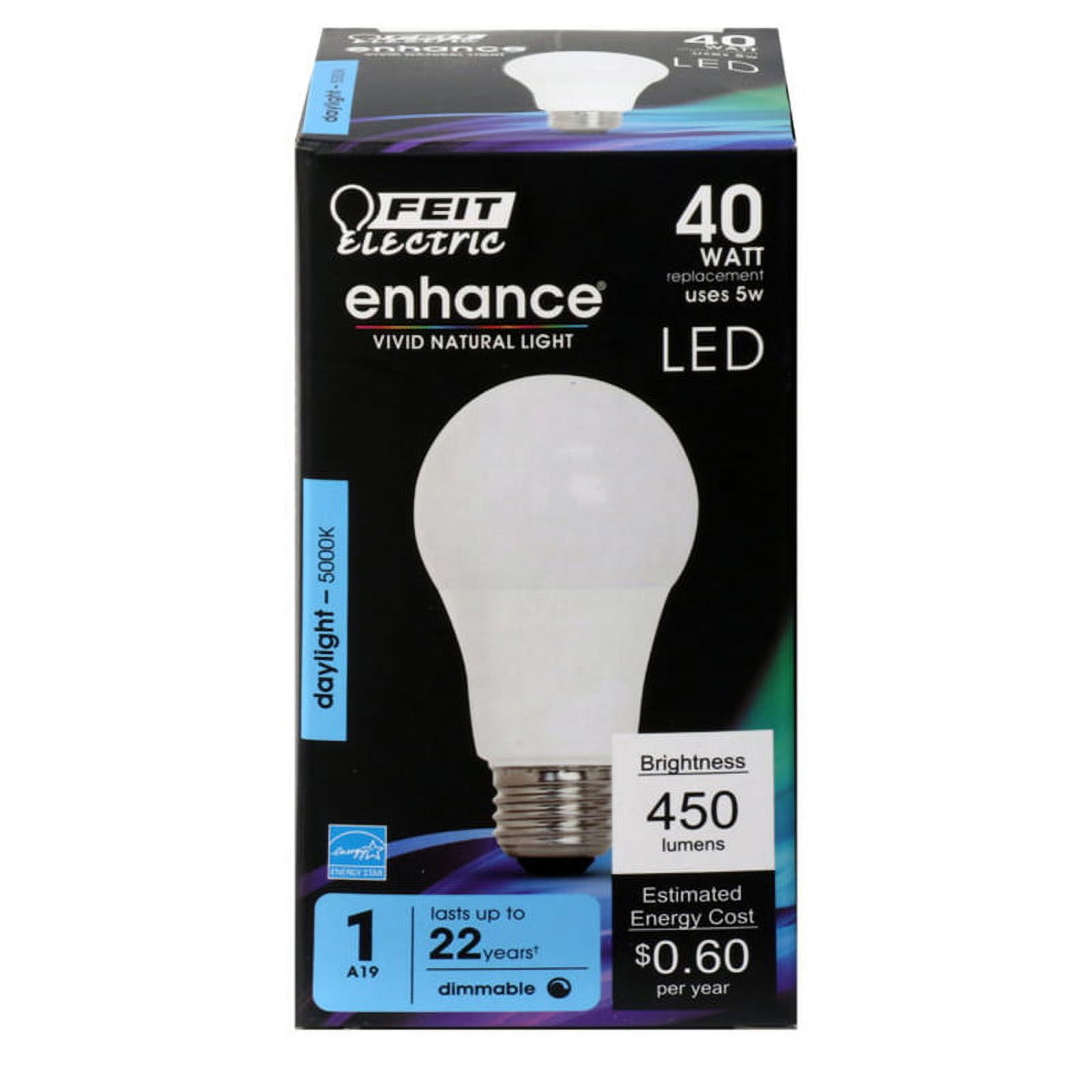 Feit Electric OM40DM/950CA A19 LED Bulb, 5 Watts, 120 Volts - Walmart.com