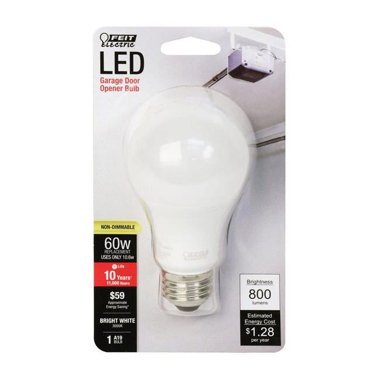 Feit Electric OM60930CA10KGAR LED Garage Door Opener Light Bulb, 10.6 ...
