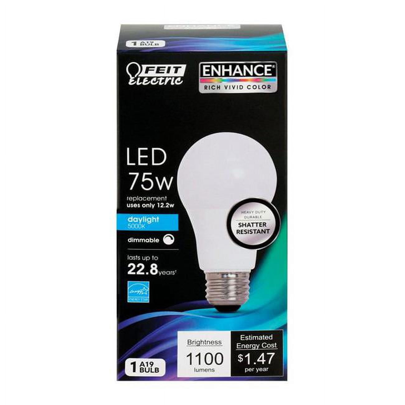 Feit Electric OM75DM/950CA Dimmable A-Line LED Light Bulb, 12.2 Watts ...