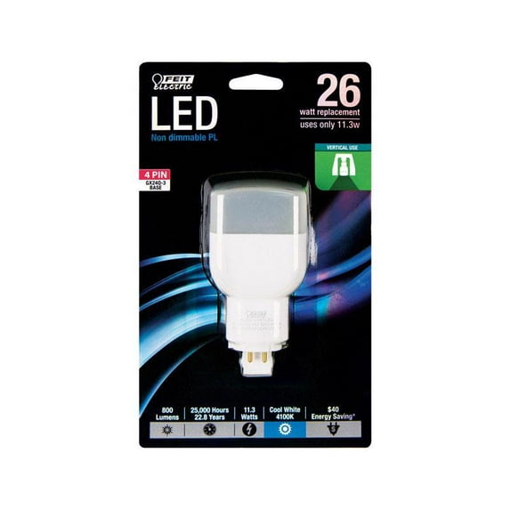 Feit Electric PL26E-V-841-LED 11.3 watt Recessed Vertical PL LED Light ...