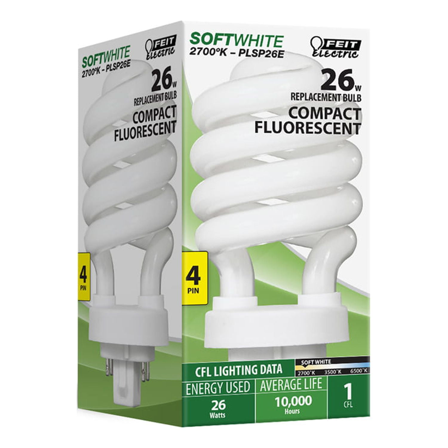 Feit Electric PLSP26E Compact Fluorescent 4 Pin Twist Light Bulb ...