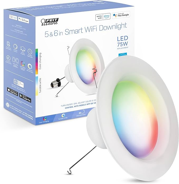 Feit Electric Smart Recessed Light, Fits Most 5-6" Can Housing, Works ...