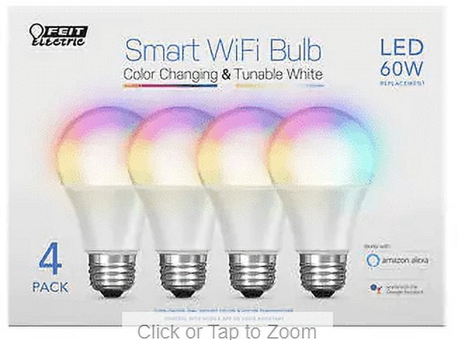 Feit Electric WiFi LED Smart Bulbs 60W Replacement, 4-Pack Color ...