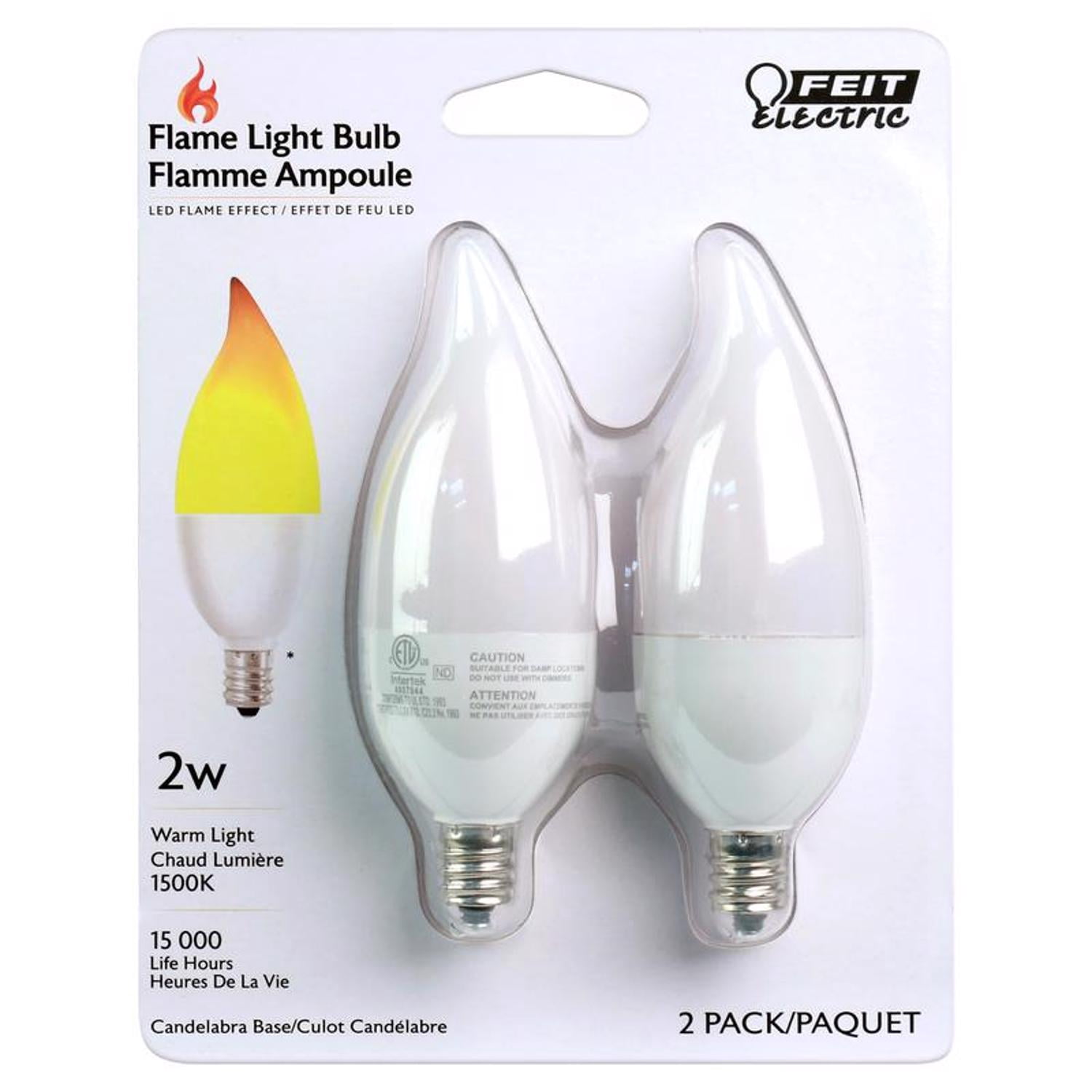Feit CA10 (Flame Tip) E12 (Candelabra) LED Flame Bulb Warm White 2 Watt ...