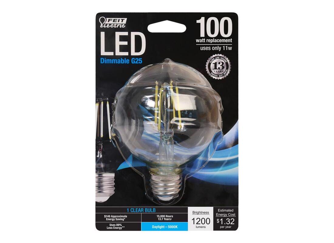 Feit Electric BPG25100850FLED Filament LED Bulb G25 E26 (Medium ...