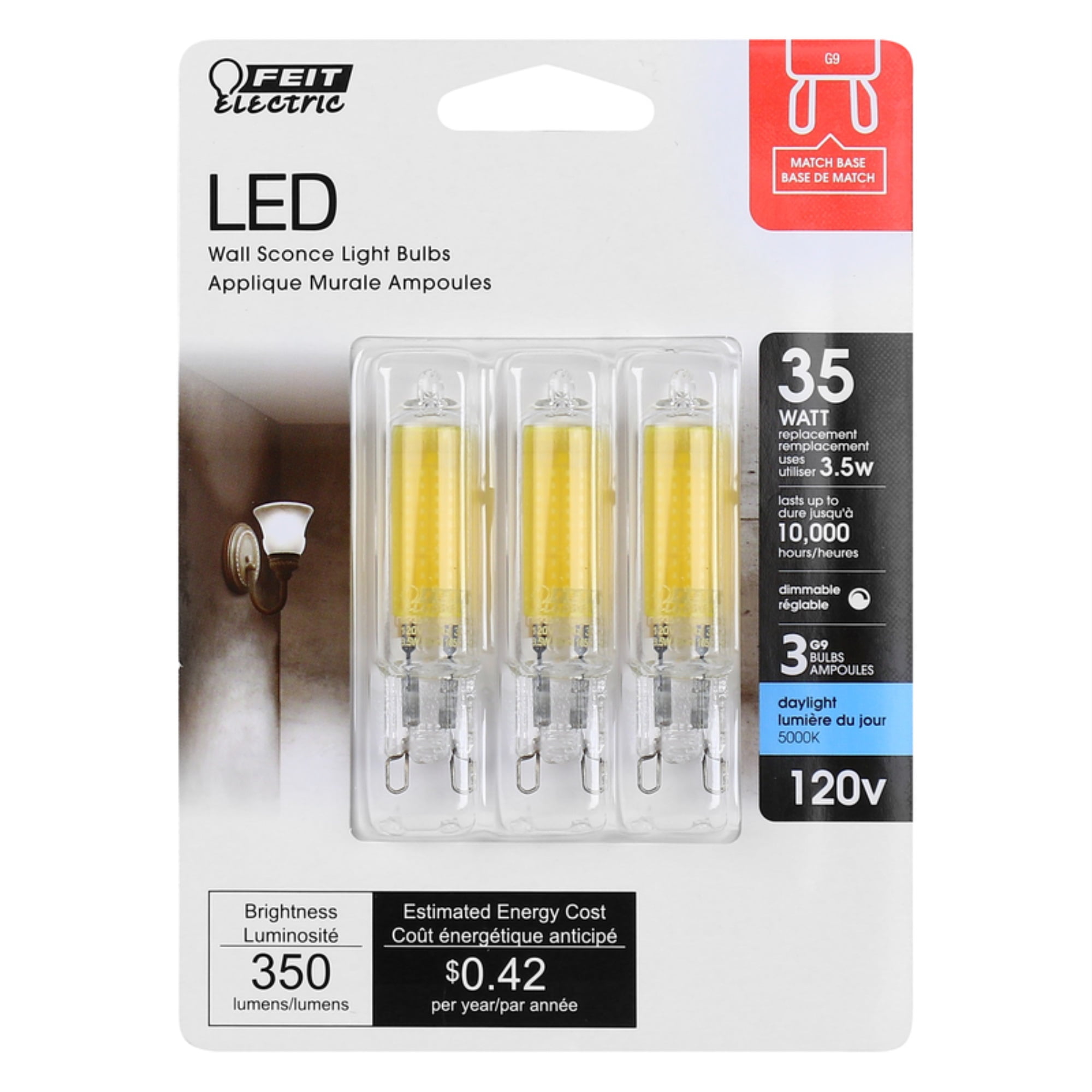 Feit LED Specialty T4 G9 LED Bulb Daylight 35 Watt Equivalence 3 pk ...