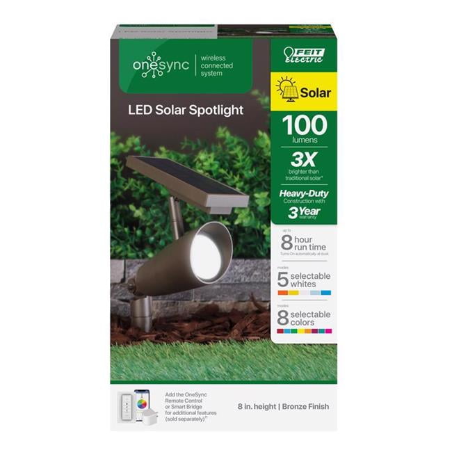 Feit OneSync Bronze Solar Powered/Remote 100 W LED Spotlight 1 pk ...