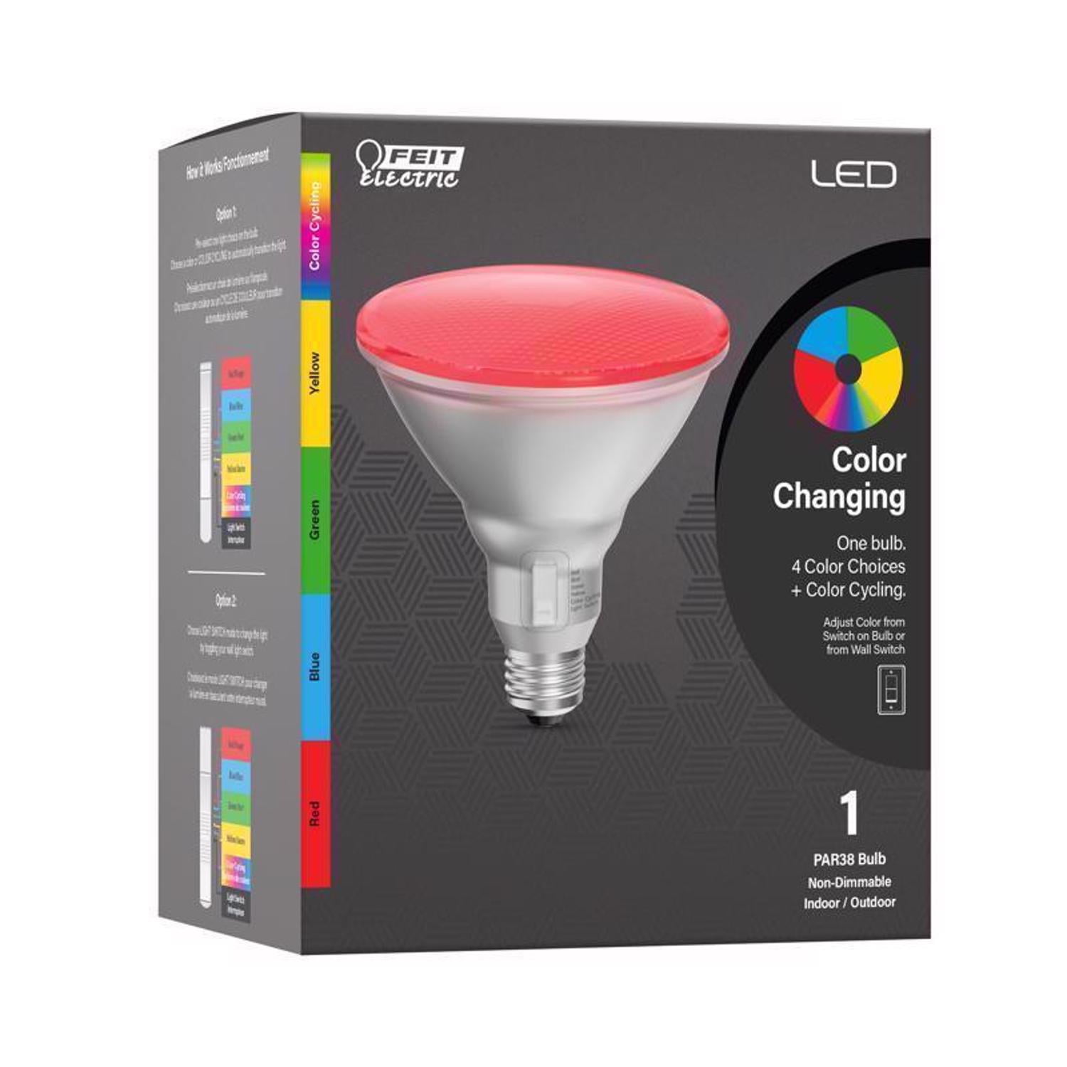 Feit PAR38 E26 (Medium) LED Floodlight Bulb Color Changing 90 Watt ...
