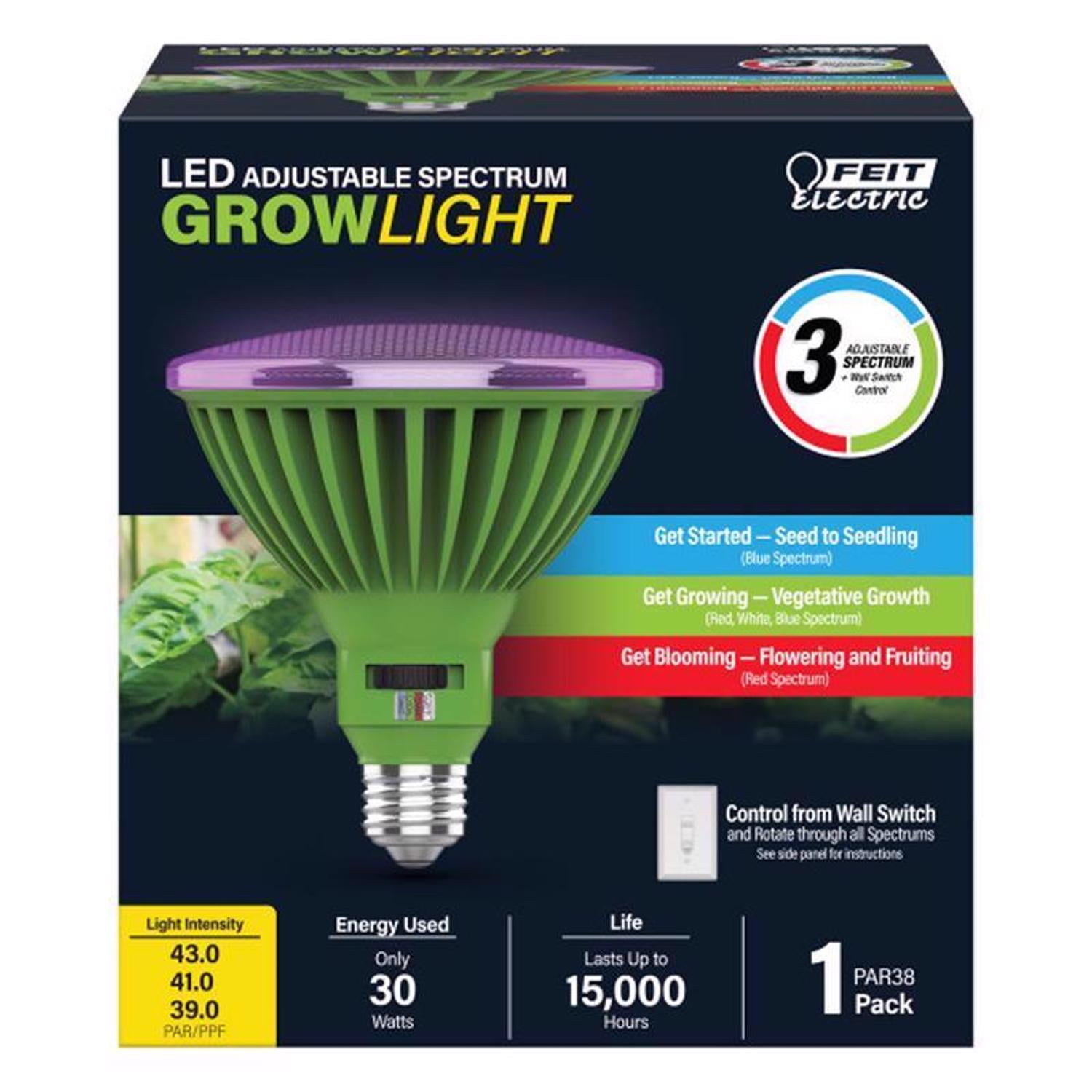 Feit PAR38 E26 (Medium) LED Grow Light Clear 30 Watt Equivalence 1 pk ...