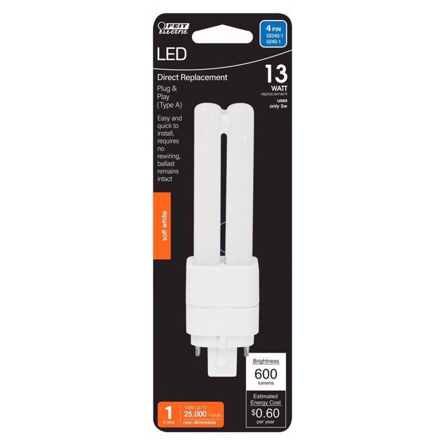 Feit PL GX24Q-1 4 Pin LED Tube Light Soft White 13 Watt Equivalence 1 ...