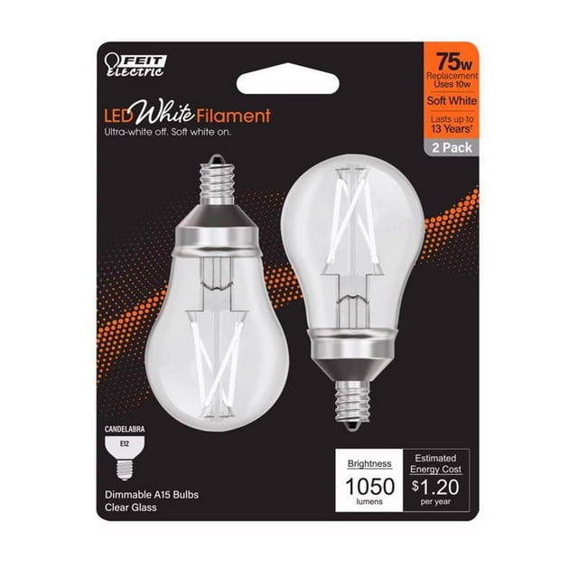 Feit White Filament A15 E12 (Candelabra) Filament LED Bulb Soft White ...