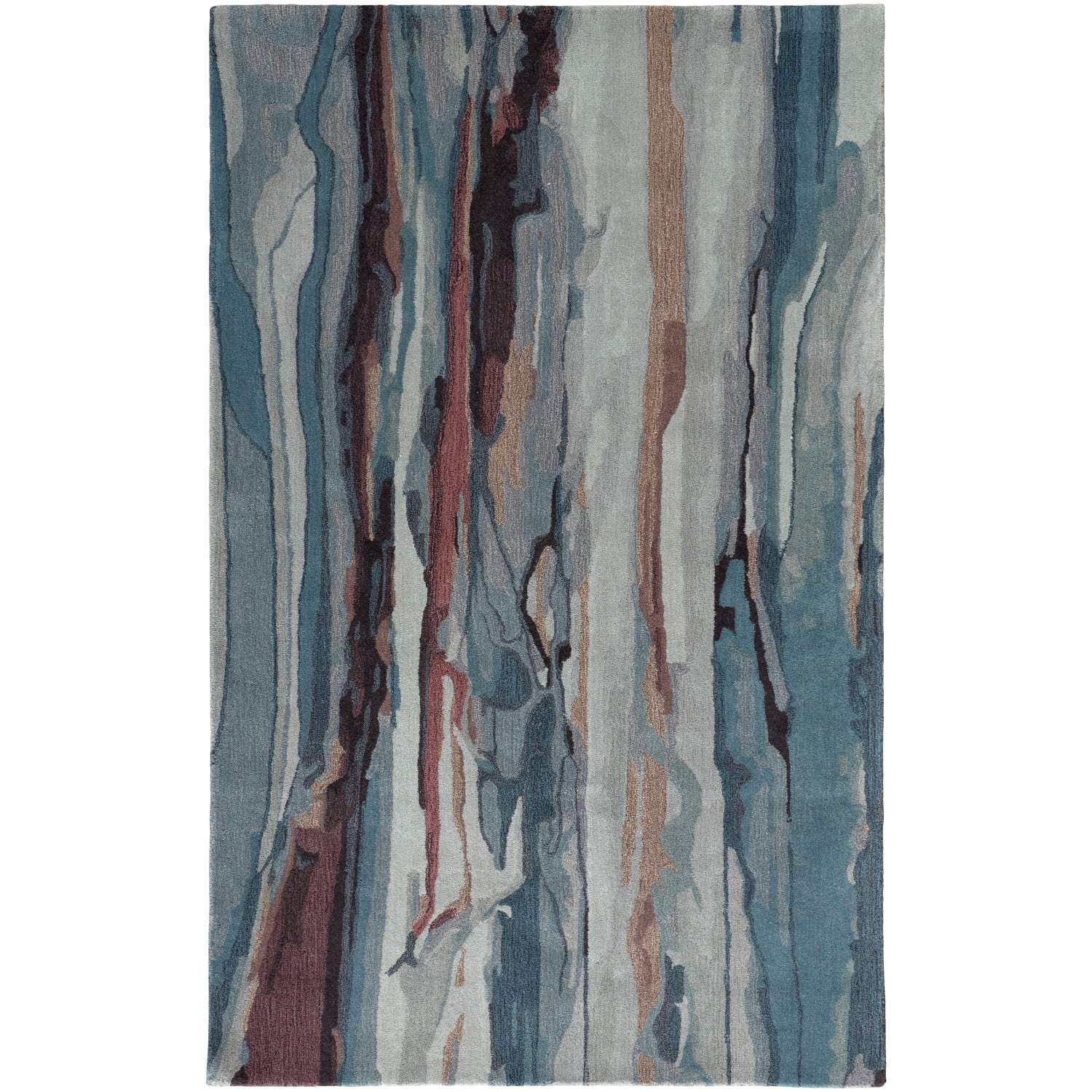 Feizy Amira Transitional Abstract, Blue/Red/Ivory, 5' x 8' Area Rug ...