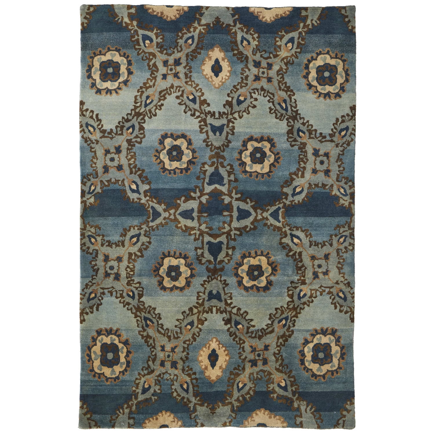 Feizy Amzad Transitional Ikat, Blue/Gray/Tan, 8'6" x 11'6" Area Rug ...