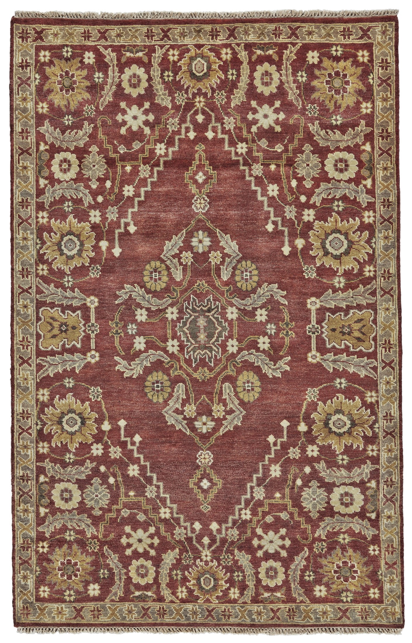 Feizy Ashi Traditional Oriental, Red/Gold/Brown, 8'6" x 11'6" Area Rug ...