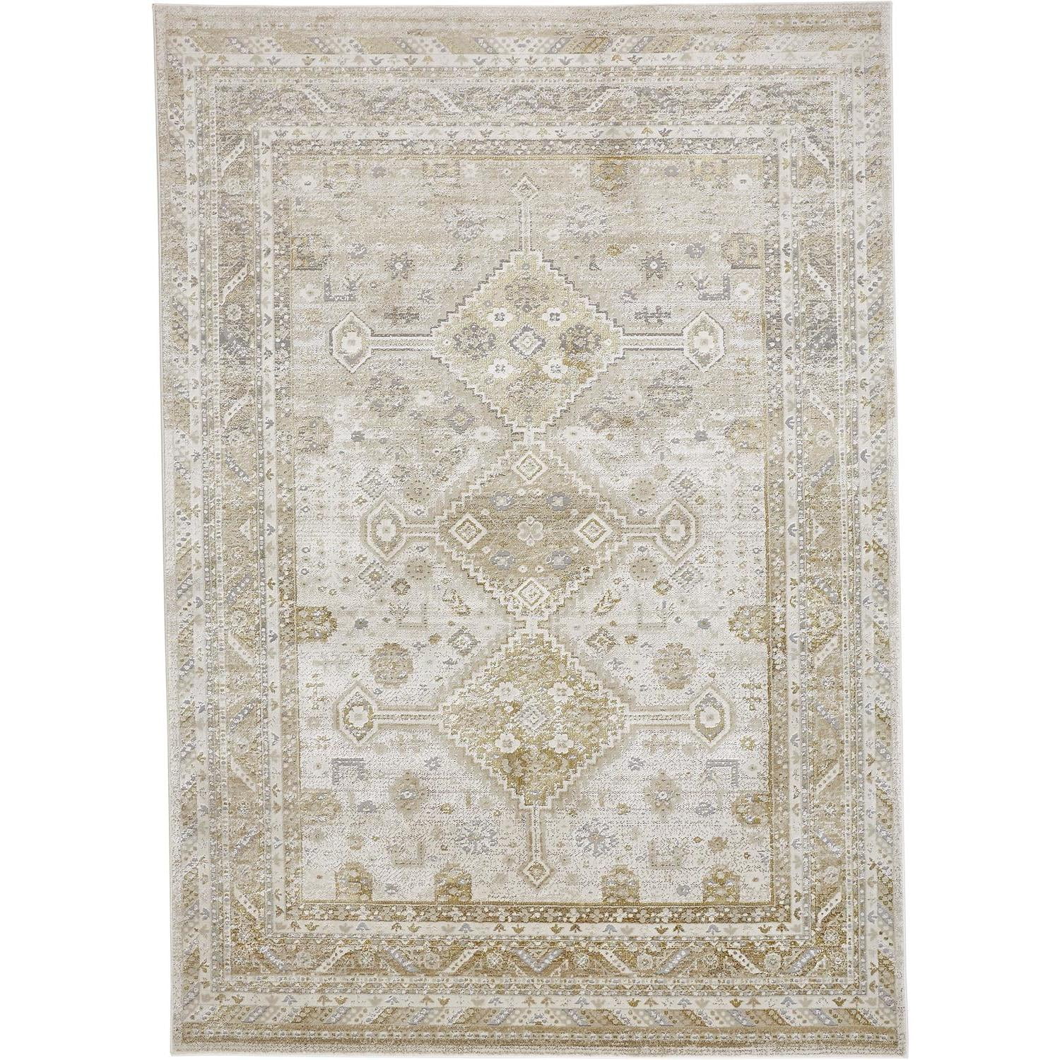 Feizy Aura Modern Persian, Gold/Ivory, 10' x 13'2" Area Rug Easy Care ...