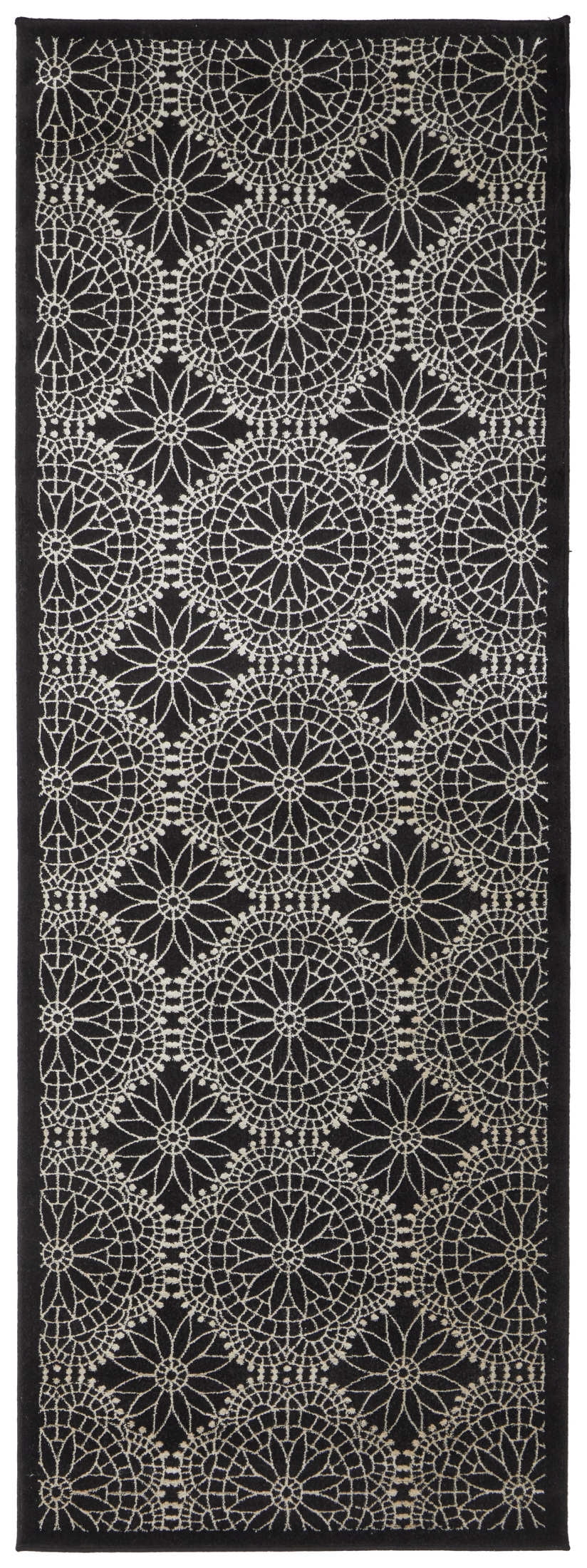 Feizy Azeri Transitional Damask, Black/White, 2'10" x 7'10" Runner ...