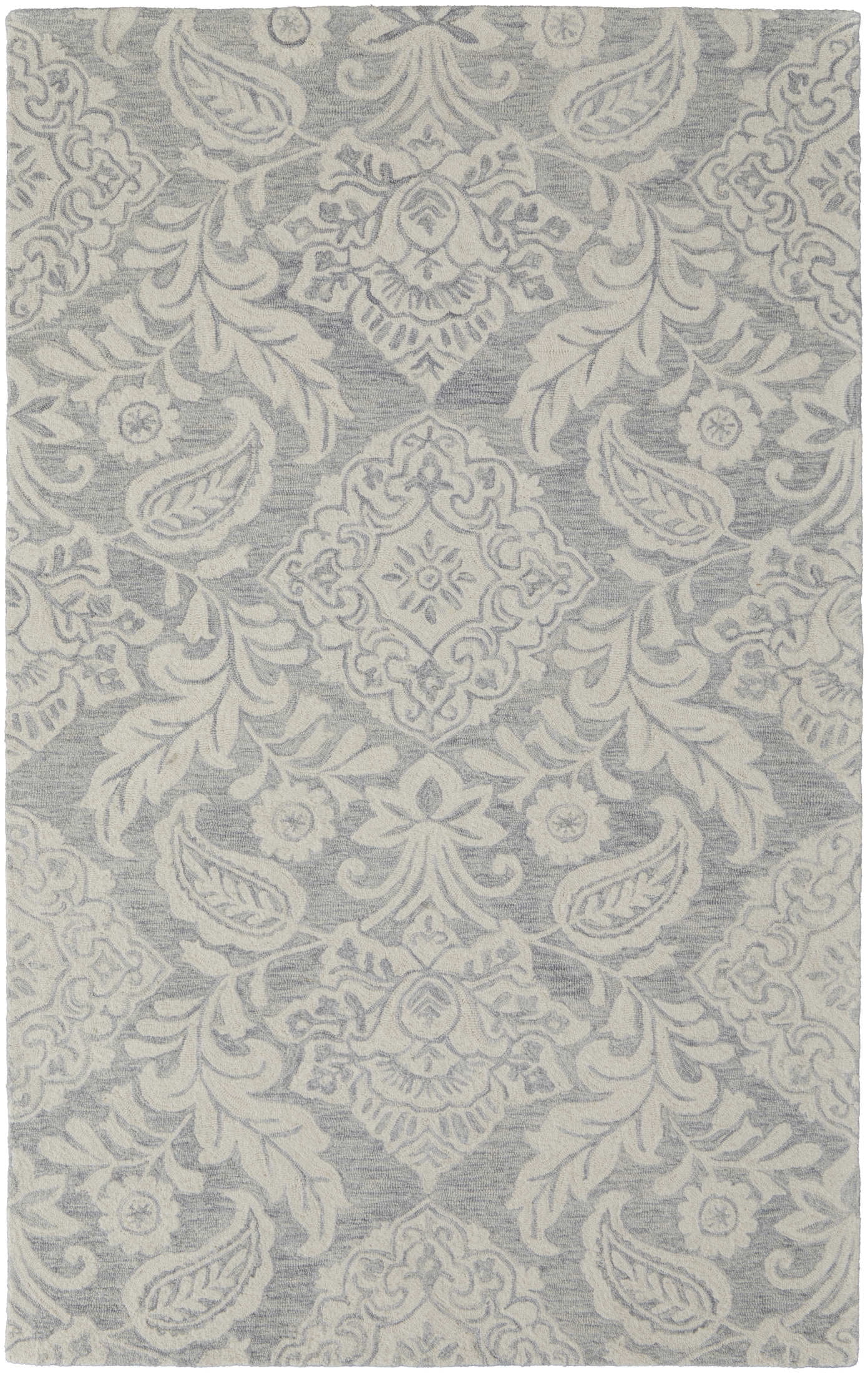 Feizy Belfort Transitional Medallion, Blue/Ivory, 1'6" x 1'6" Swatch ...
