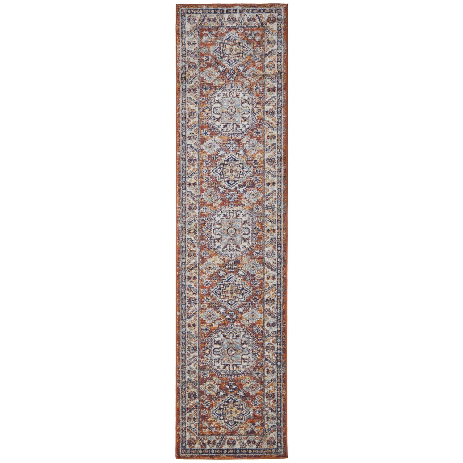 Feizy Bellini Transitional Medallion, Red/Orange/Ivory, 2' x 8' Runner ...