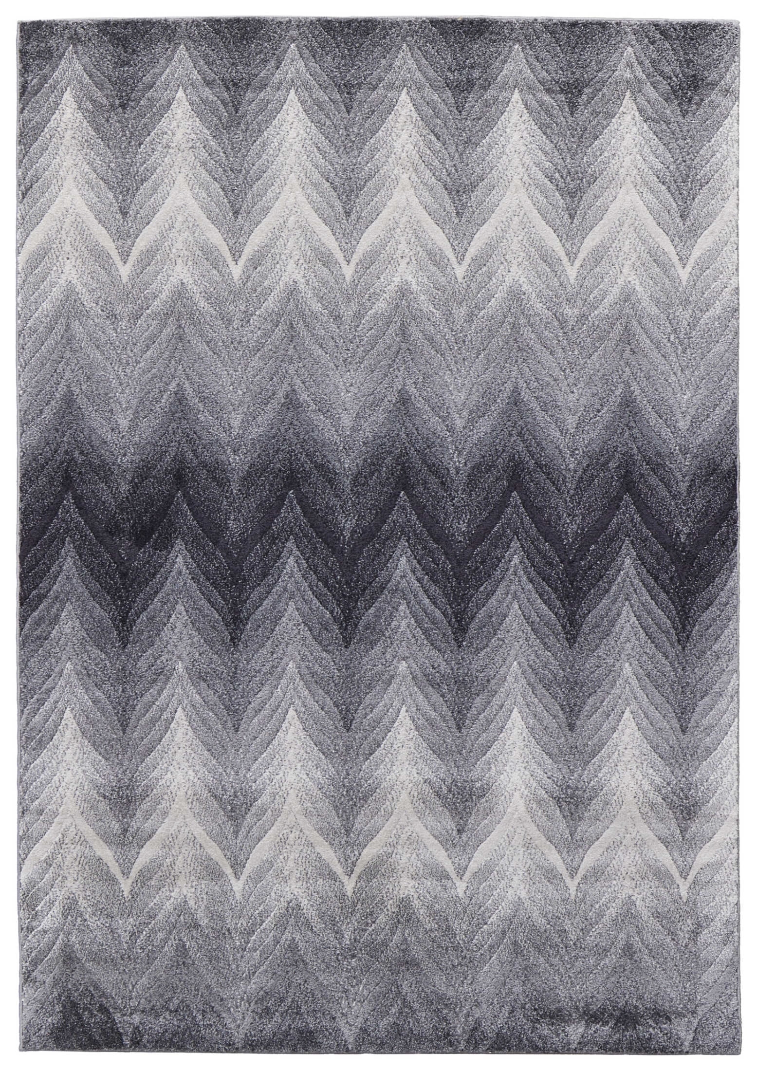 Feizy Bleecker Modern Chevron, Gray/White, 5' x 8' Area Rug Easy Care ...