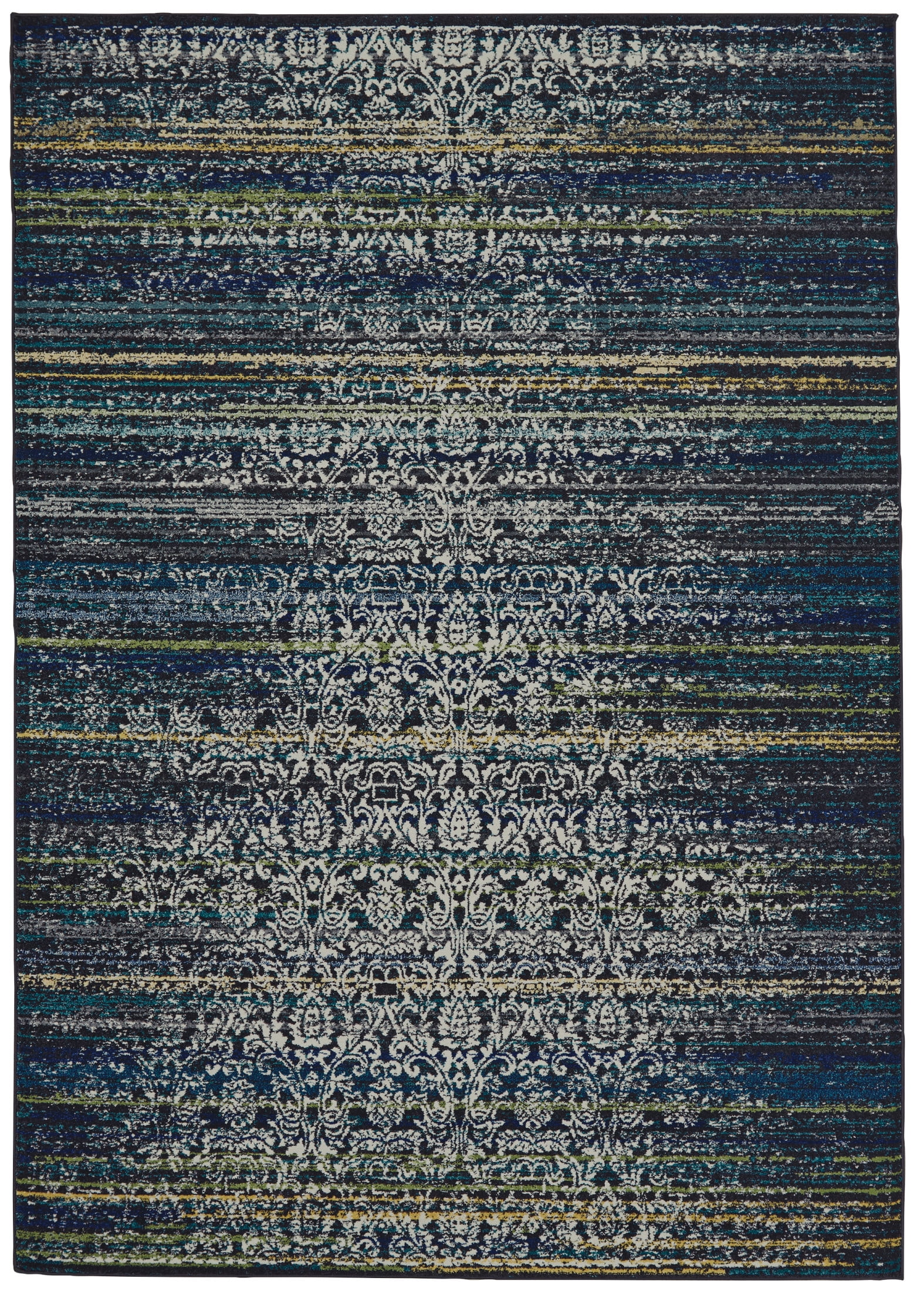 Feizy Brixton Modern Abstract, Blue/Ivory/Green, 6'7" x 9'6" Area Rug ...