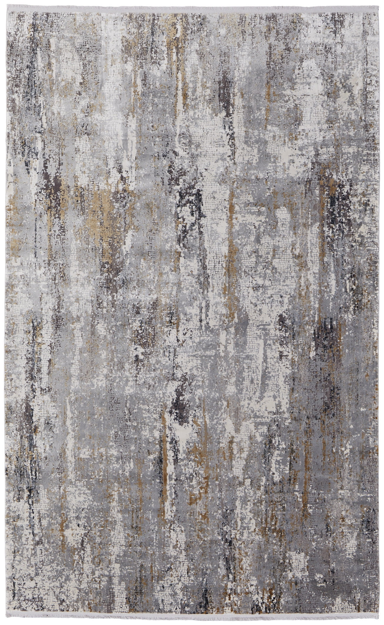 Feizy Cadiz Modern Abstract, Ivory/Gray/Gold, 4'10" x 7'10" Area Rug ...