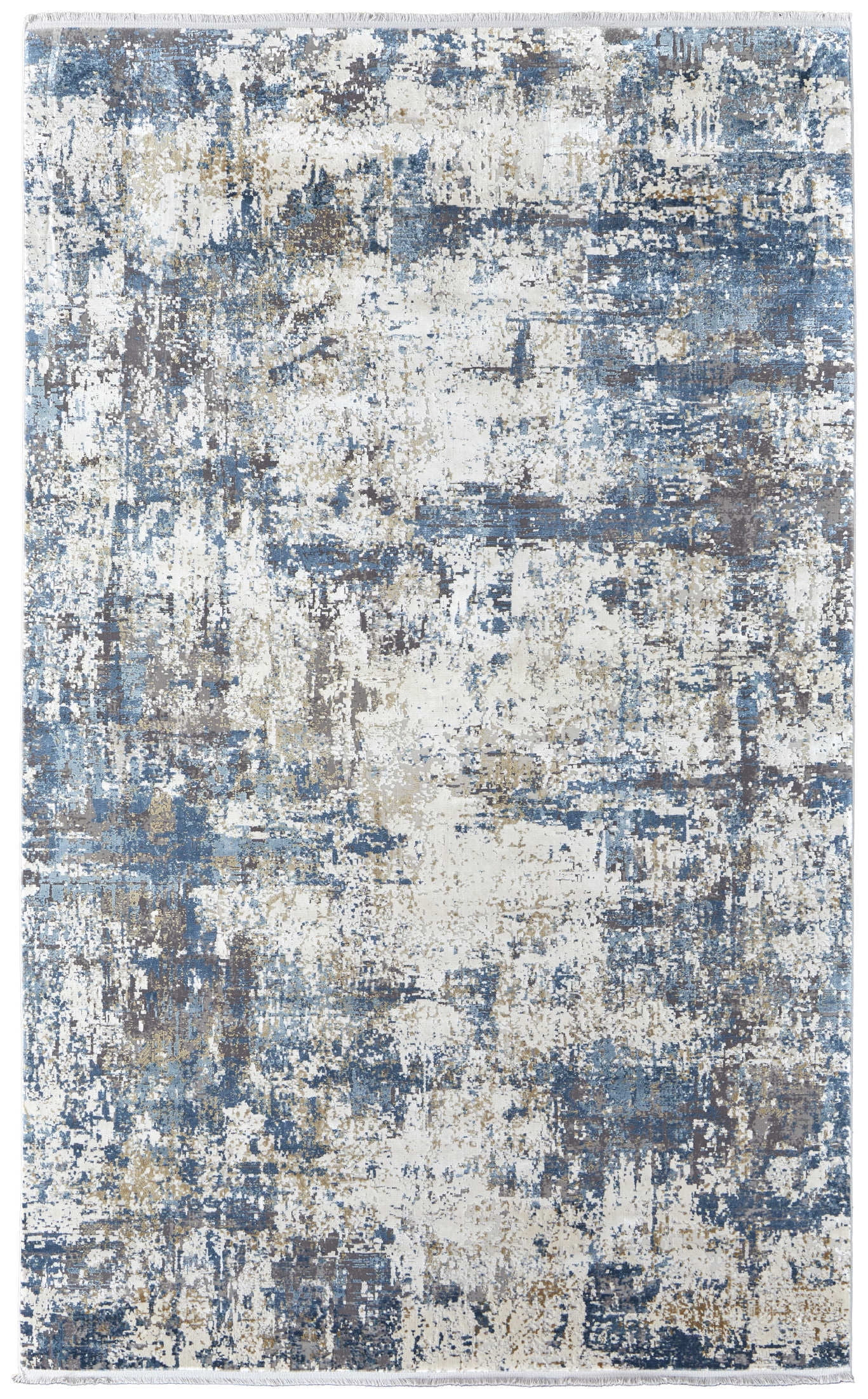 Feizy Cadiz Modern Abstract, Ivory/Tan/Blue, 4'10" x 7'10" Area Rug ...