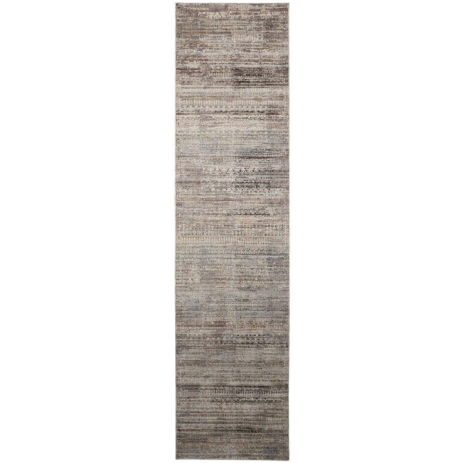Feizy Caprio Transitional Distressed, Ivory/Gray/Black, 2'6" x 10 ...