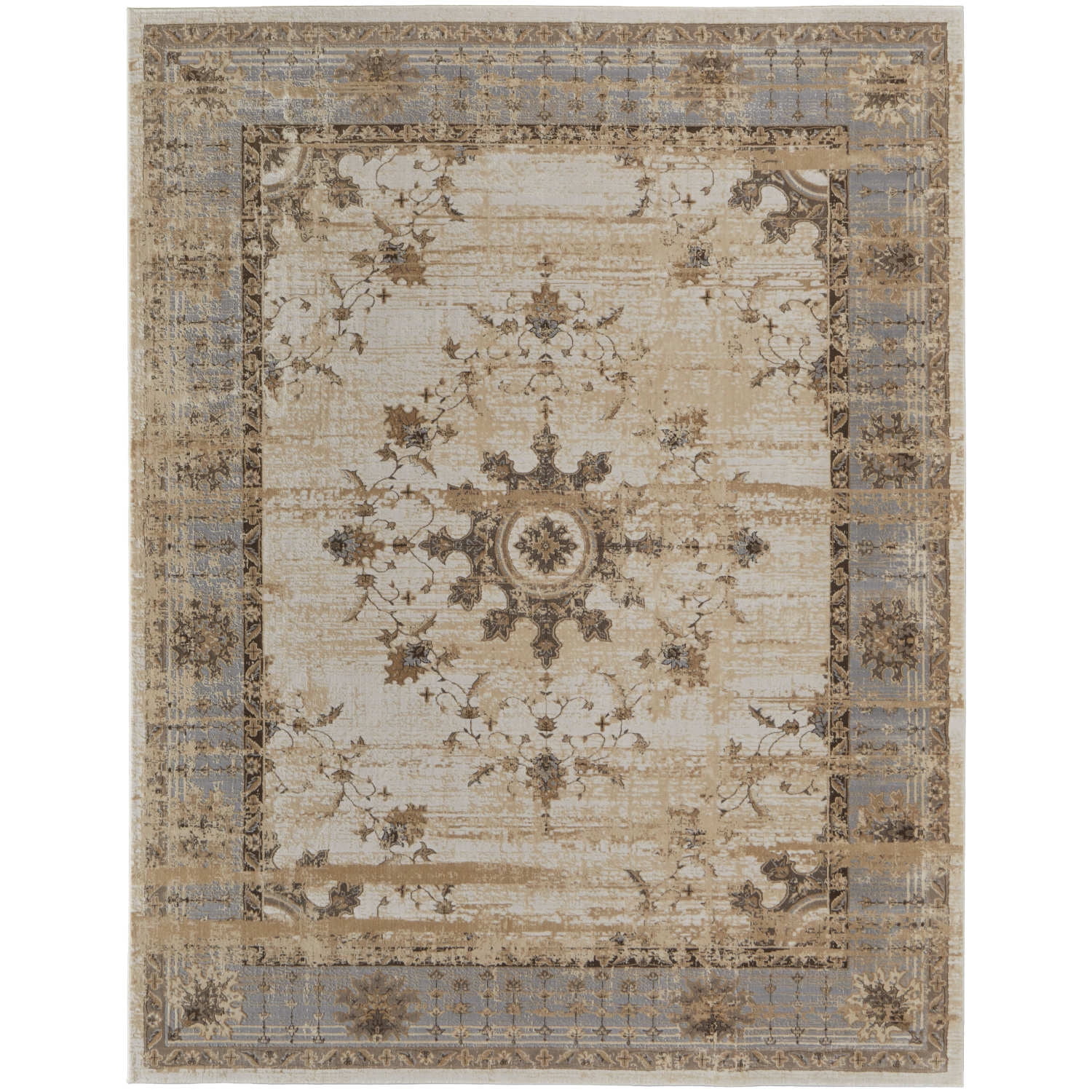 Feizy Celene Traditional Bordered, Tan/Brown/Gray, 5' x 7'6" Area Rug ...