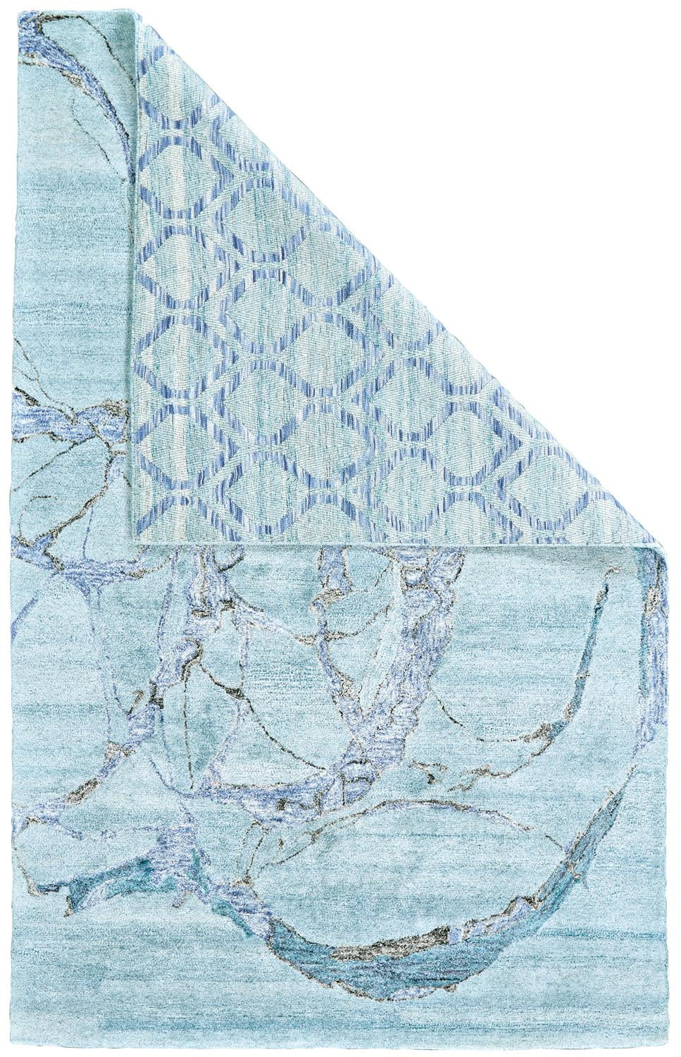 Feizy Cosmo Transitional Abstract, Blue/White/Ivory, 5' x 8' Area Rug ...