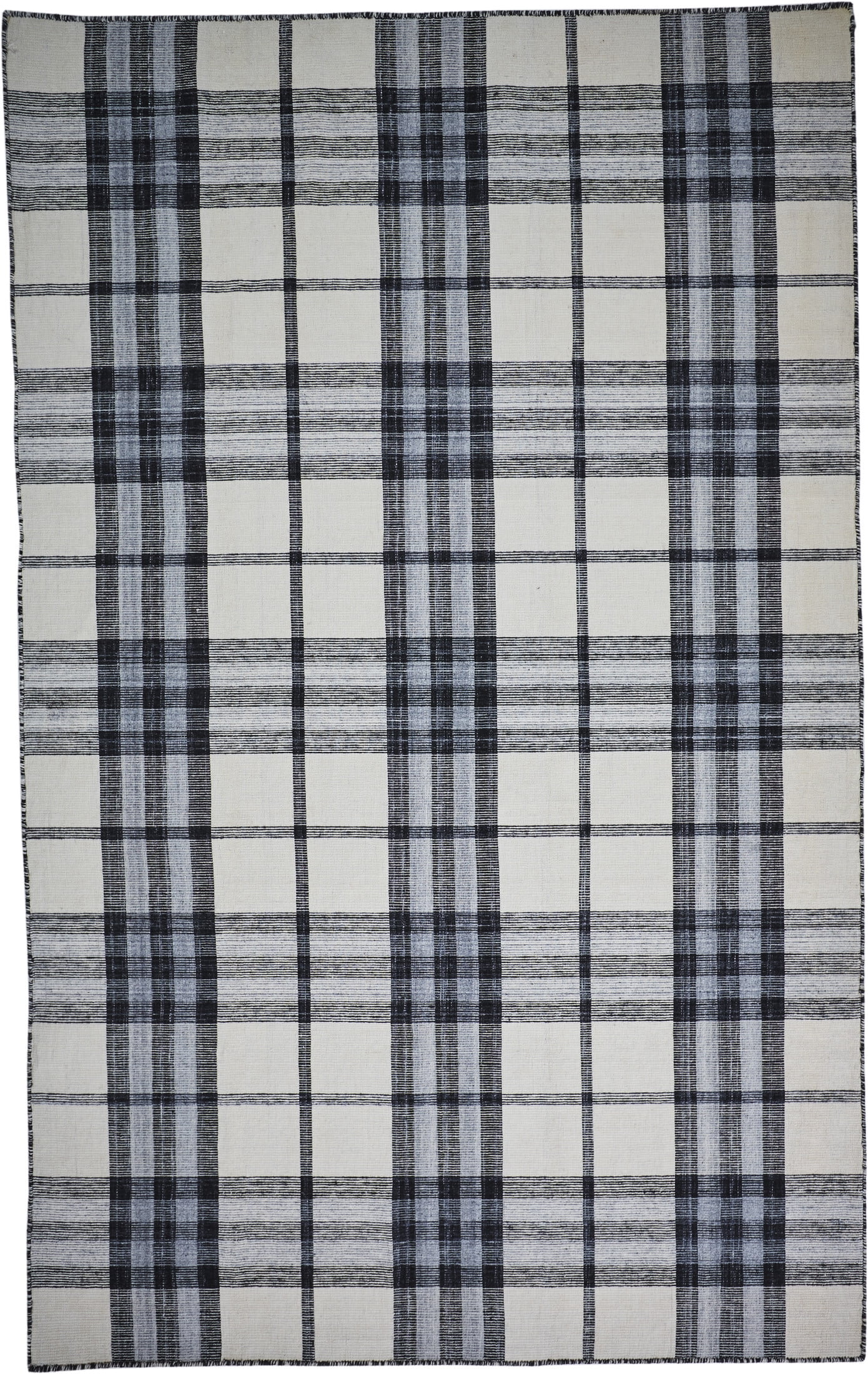 Feizy Crosby Transitional Plaid, Ivory/Blue/Black, 5' x 8' Area Rug ...