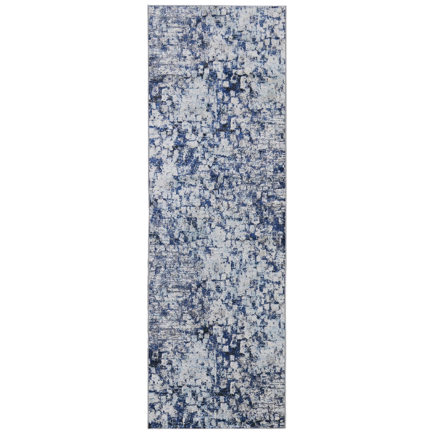 Feizy Edgemont Modern Abstract, Blue/Ivory, 2'8" x 8' Runner Easy Care ...