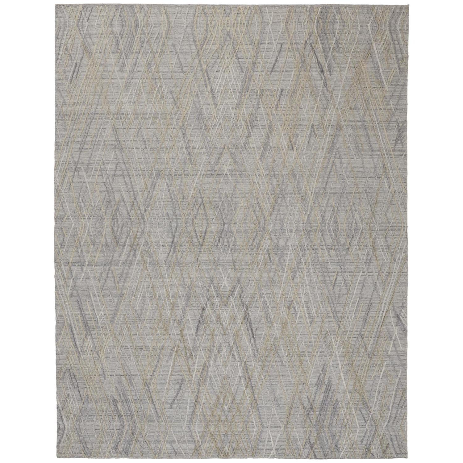Feizy Elias Modern Abstract, Gray/Ivory, 9' x 12' Area Rug Sheen Fade ...