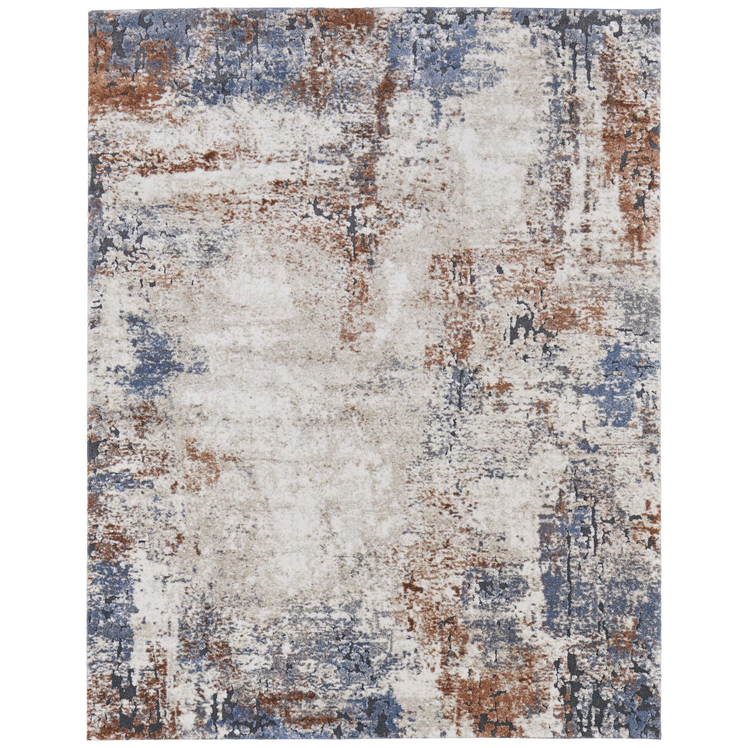 Feizy Gilmore Modern Distressed, Ivory/Blue/Taupe, 5'3" x 8' Area Rug ...