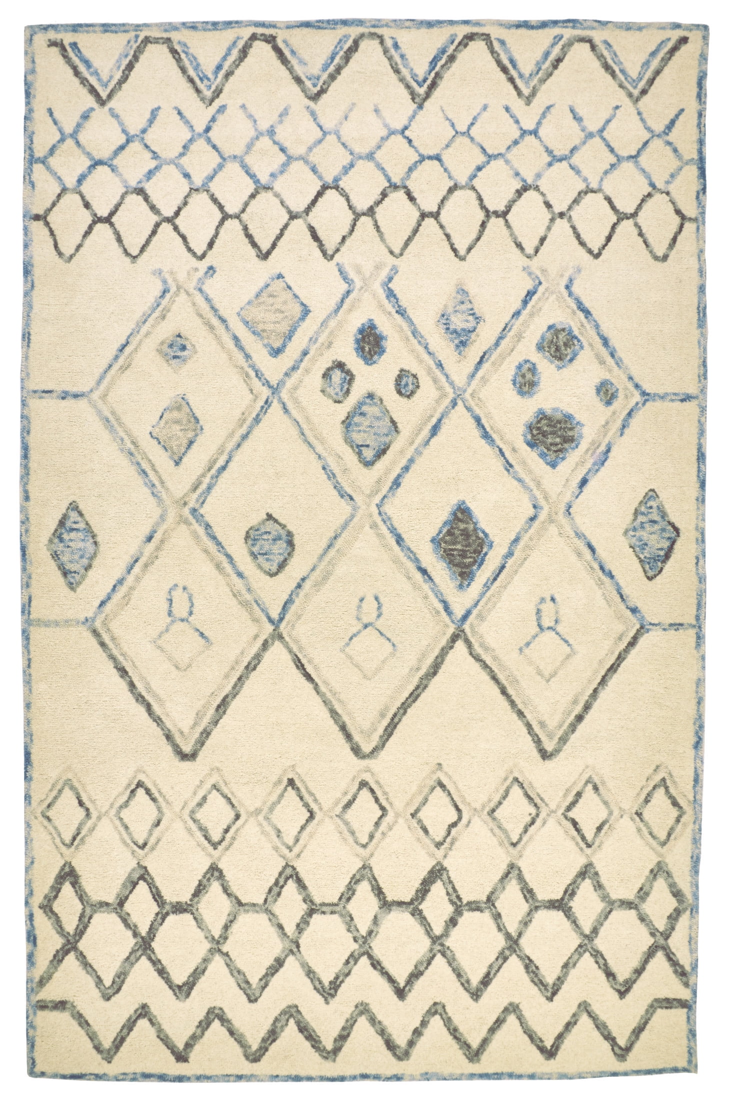 Feizy Hansel I Transitional Argyle, Ivory/Blue, 8' x 10' Area Rug ...
