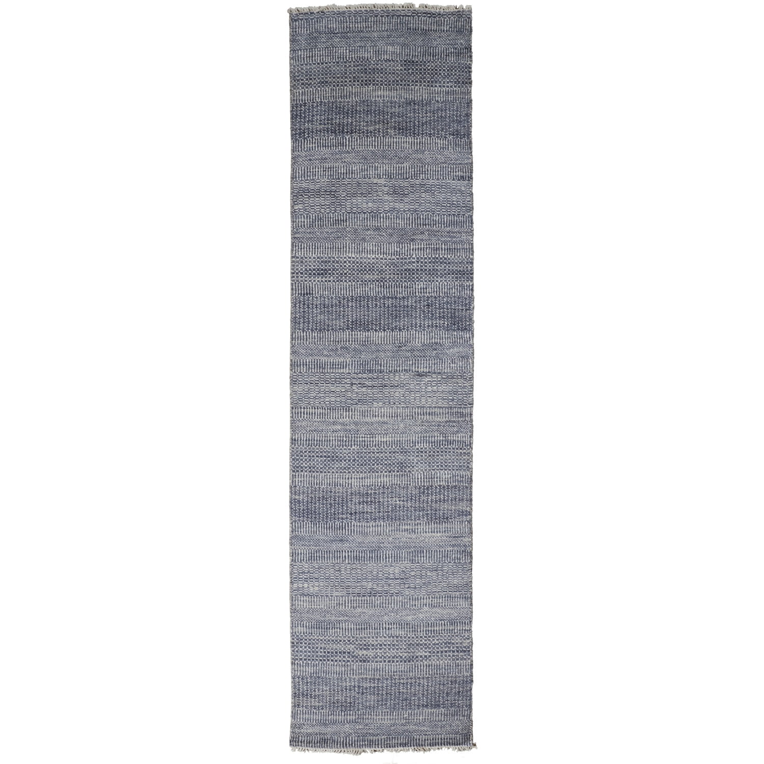 Feizy Janson Transitional Stripes, Blue/Gray, 2'6" x 12' Runner Sheen ...