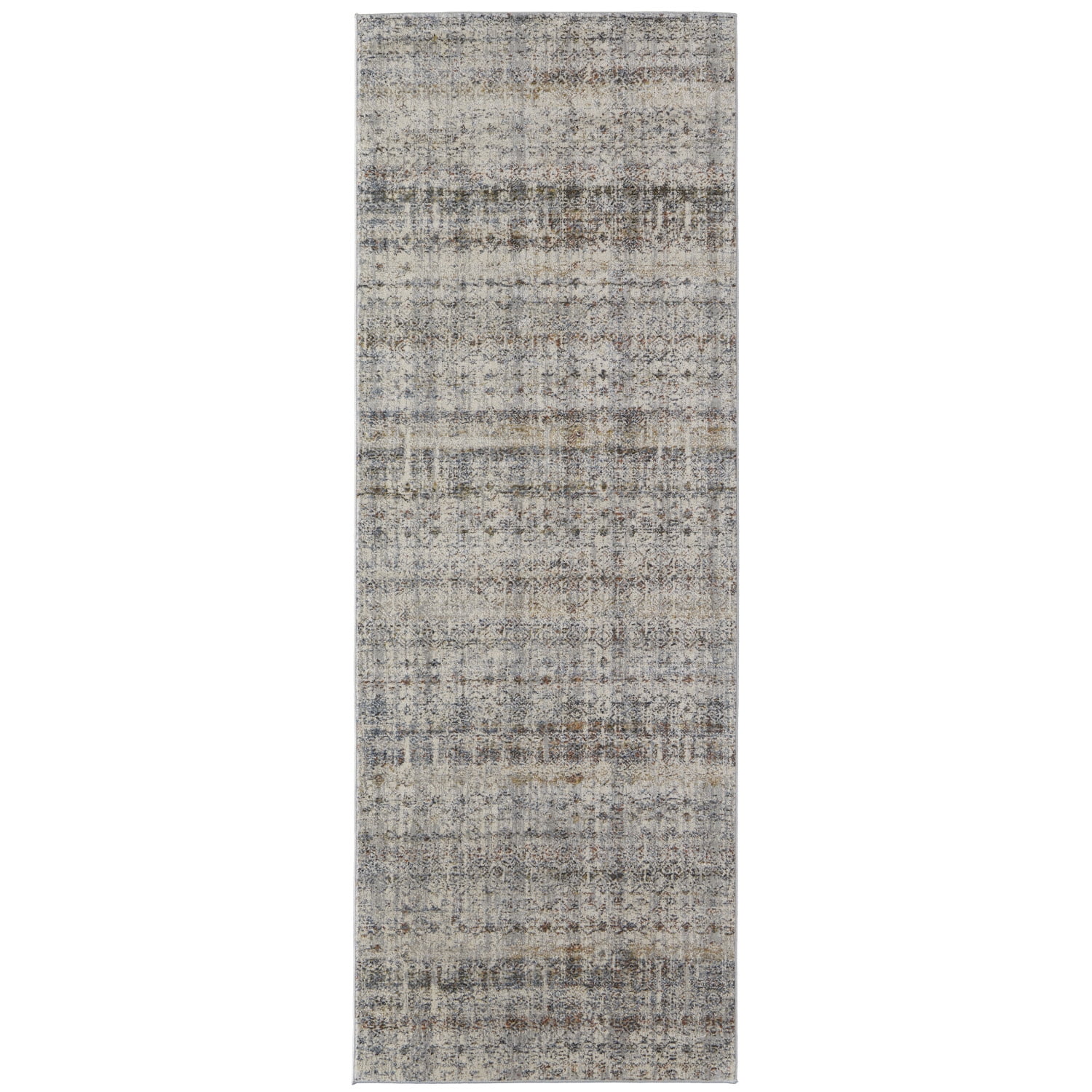 Feizy Kaia Transitional Distressed, Tan/Ivory/Blue, 2'6" x 8' Runner ...