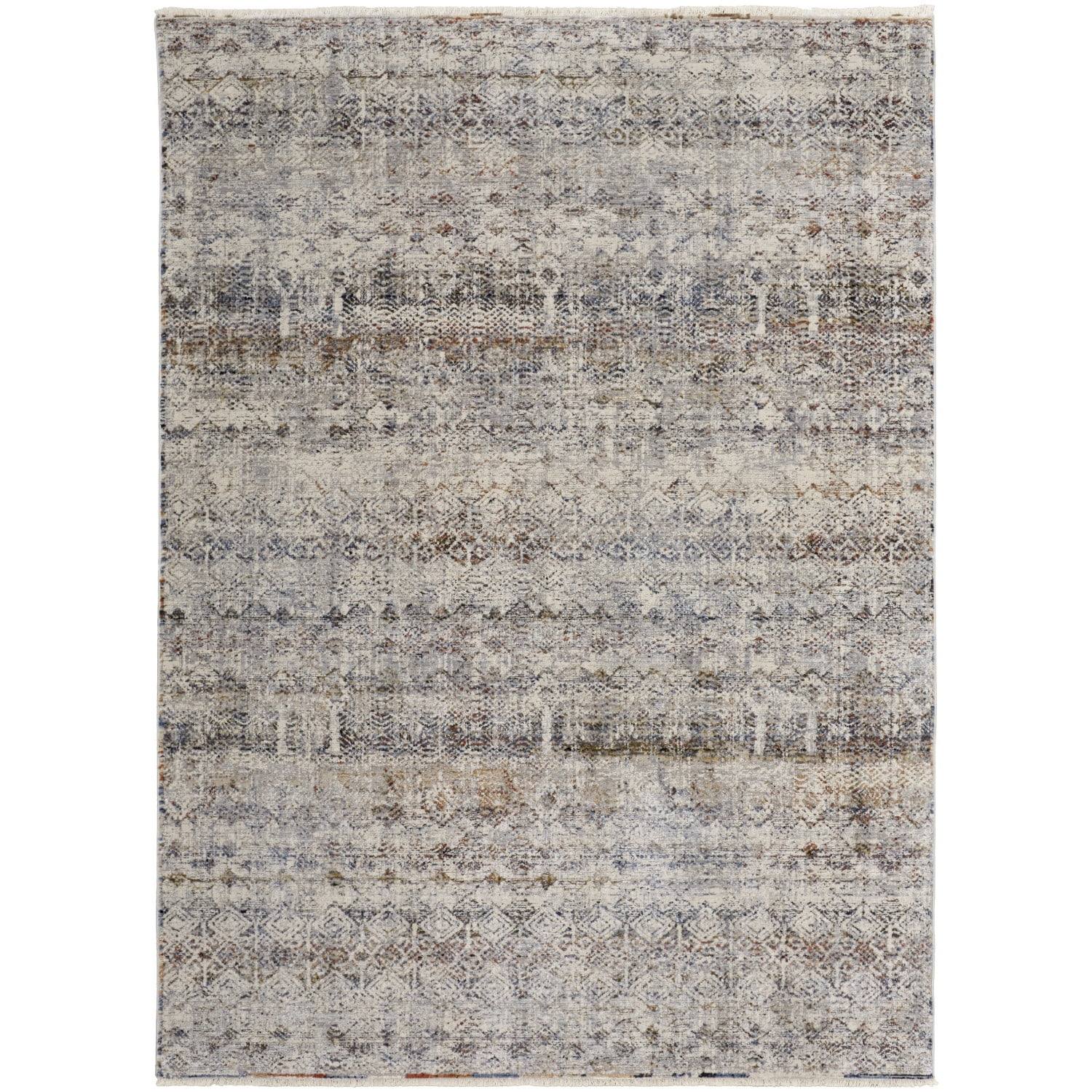 Feizy Kaia Transitional Distressed, Tan/Ivory/Blue, 7'10" x 9'6" Area ...