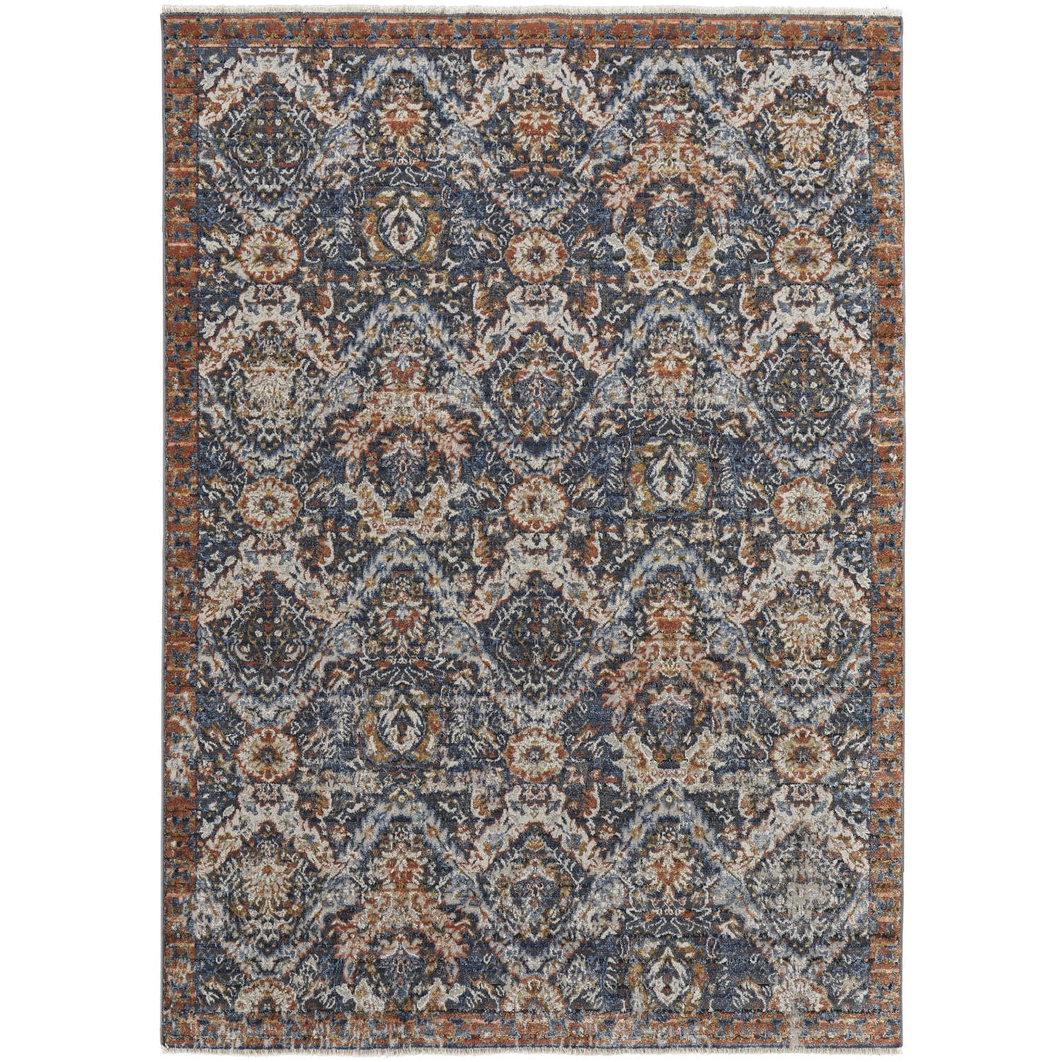 Feizy Kaia Transitional Floral & Botanical, Blue/Orange/Ivory, 12' x 15 ...