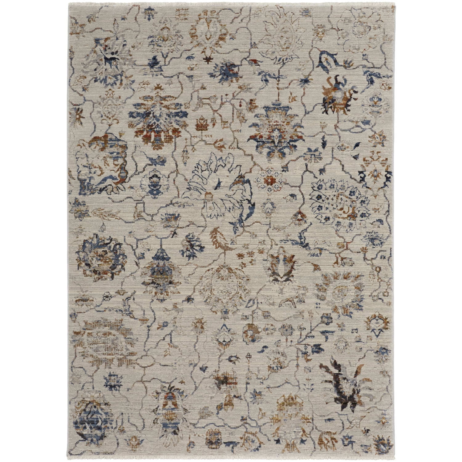 Feizy Kaia Transitional Floral & Botanical, Ivory/Orange/Blue, 3' x 5 ...