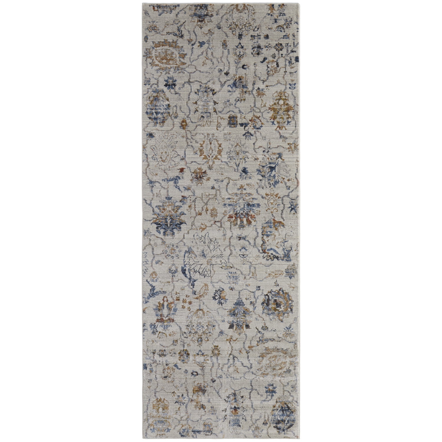 Feizy Kaia Transitional Floral & Botanical, Ivory/Orange/Blue, 3' x 8 ...