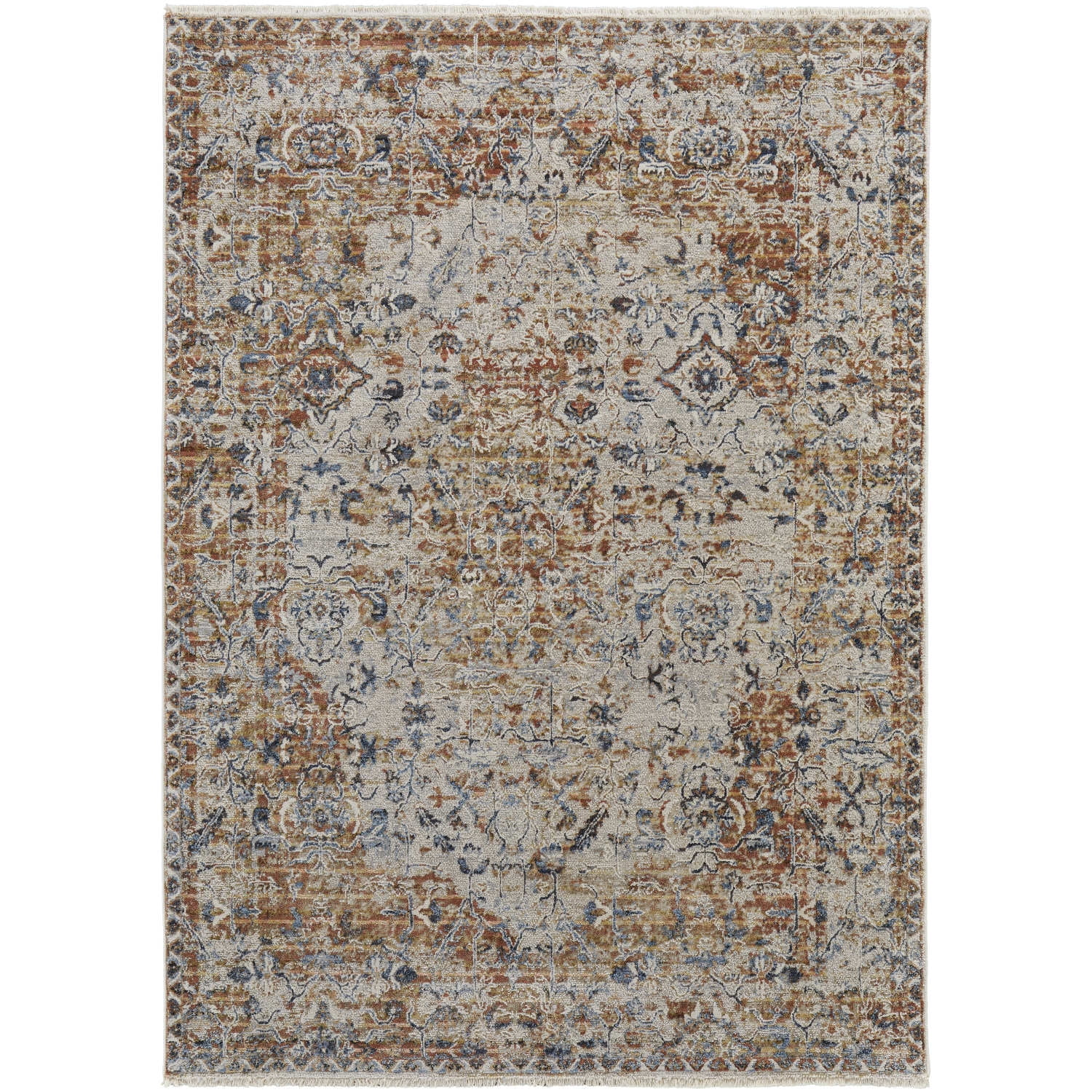 Feizy Kaia Transitional Medallion, Tan/Ivory/Orange, 3' x 5' Accent Rug ...