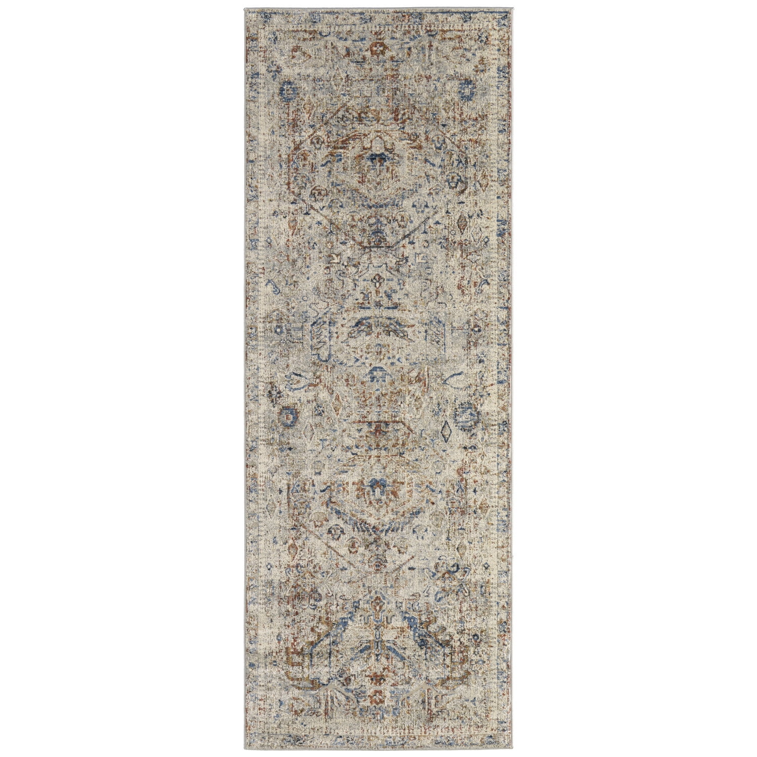 Feizy Kaia Transitional Medallion, Tan/Orange/Red, 3' x 10' Runner ...