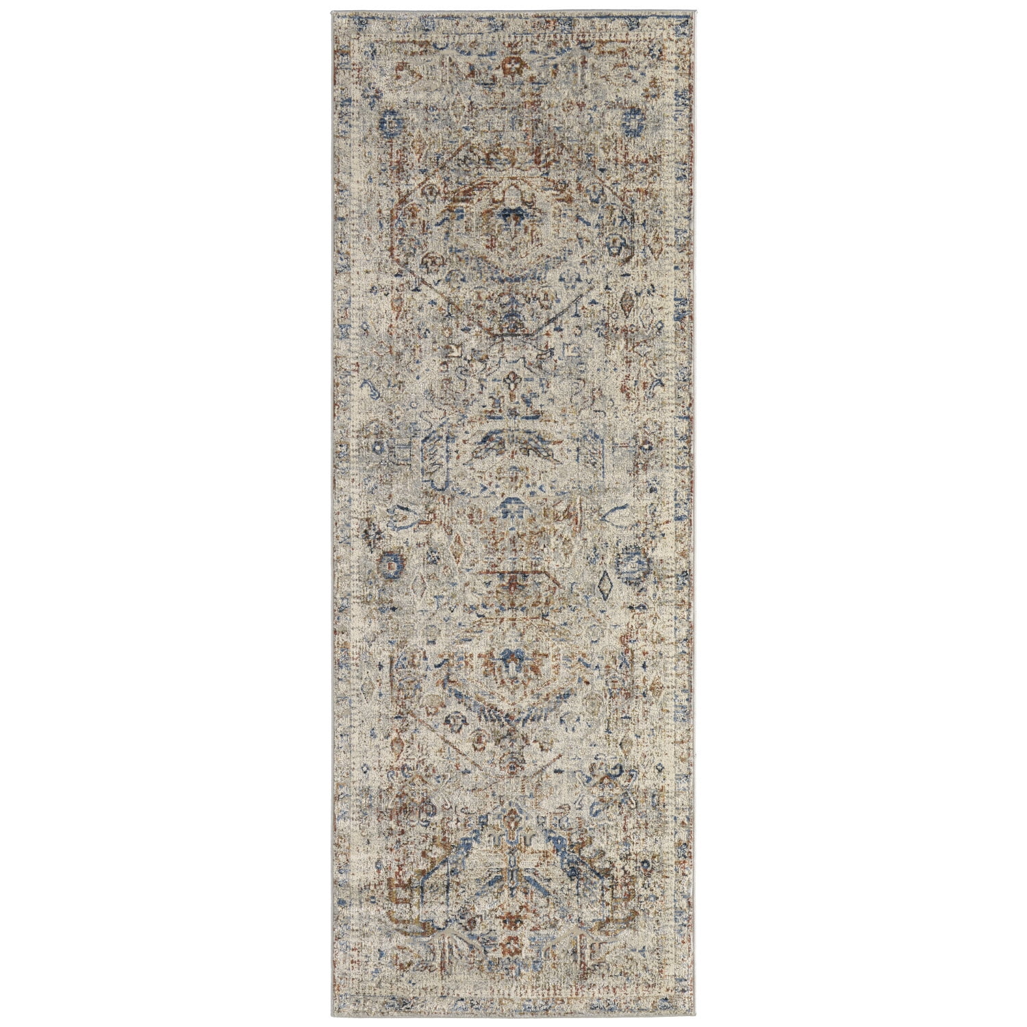 Feizy Kaia Transitional Medallion, Tan/Orange/Red, 3' x 12' Runner ...