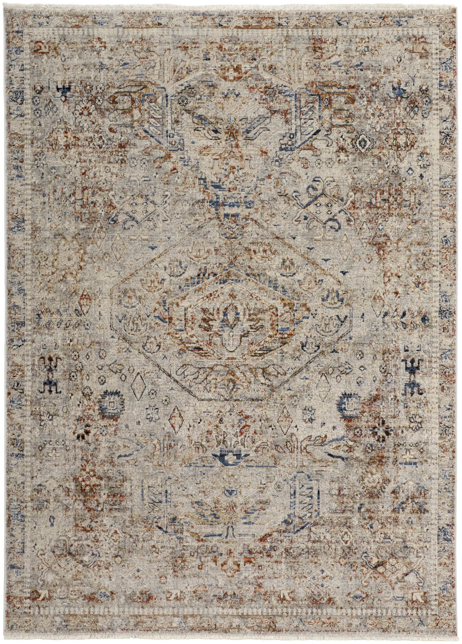 Feizy Kaia Transitional Medallion, Tan/Orange/Red, 3' x 5' Accent Rug ...